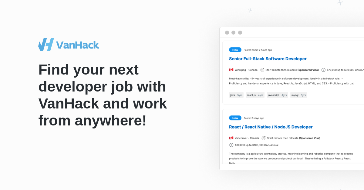 Remote Developer jobs - VanHack